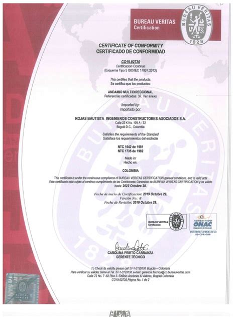 Certificado Andamio Multidireccional Pdf