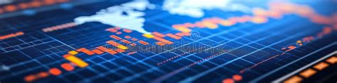 Global Financial Data Visualization Blue Background Chart World Map