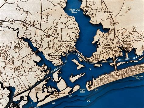 Crystal Coast Map Emerald Isle Map North Carolina Map Etsy Australia