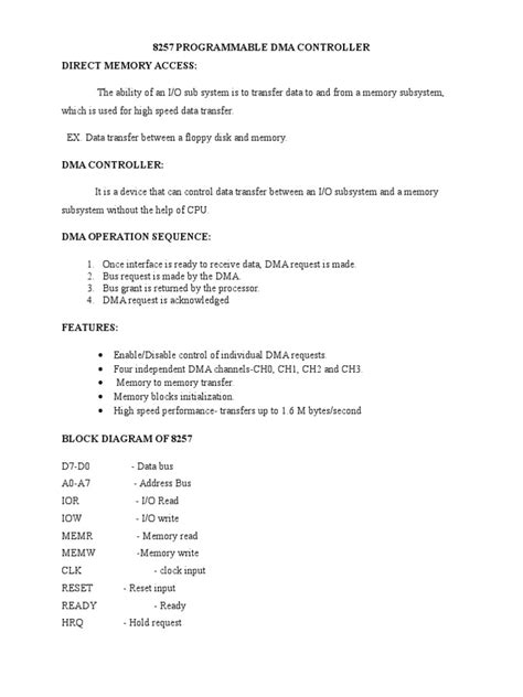 Overview Of The 8257 Programmable Dma Controller Features Block Diagram Operation And
