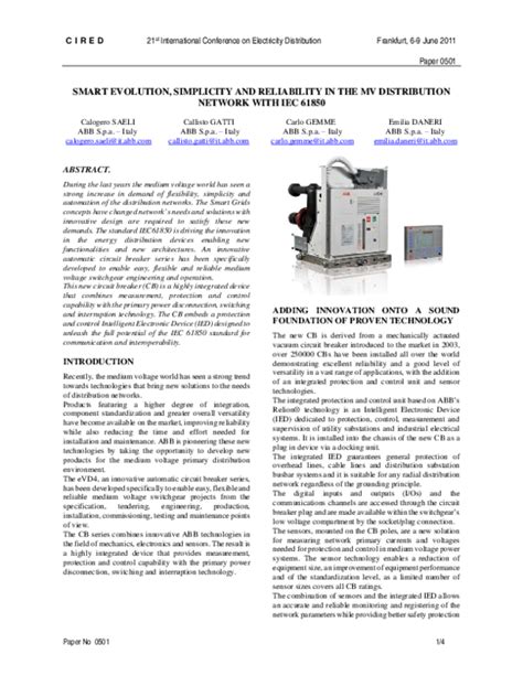 Pdf Smart Evolution Simplicity And Reliability In The Mv Distribution Network With Iec 61850