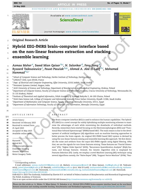 pdf hybrid eeg fnirs brain computer interface based on the non linear
