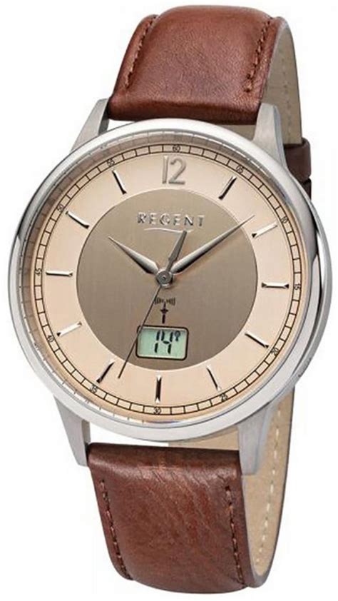 Regent Funkuhr Regent Herren Uhr Fr 249 Leder Funkwerk Herren Funkuhr Rund Groß Ca 41mm