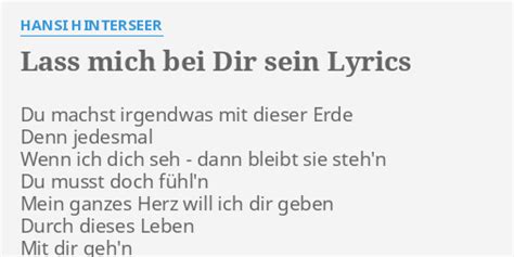Lass Mich Bei Dir Sein Lyrics By Hansi Hinterseer Du Machst Irgendwas Mit