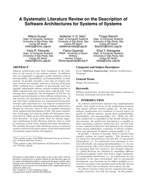 Pdf A Systematic Literature Review On The Description Of Software