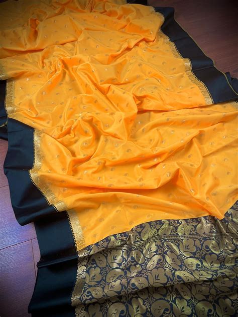 Statement Yellow Color Saree With Black Border And Pallu Saree With