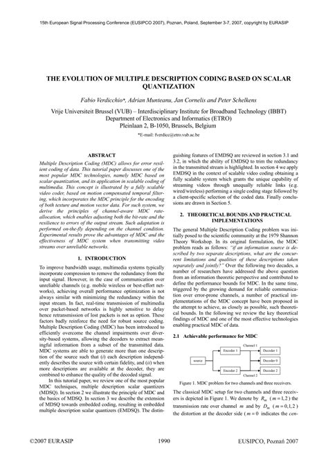 Pdf The Evolution Of Multiple Description Coding Based On Scalar Quantization