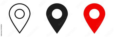 Location Icon Set Map Pin Place Marker Location Pointer Icon Symbol In Flat Style Red