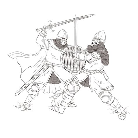 How To Draw Knights Fighting
