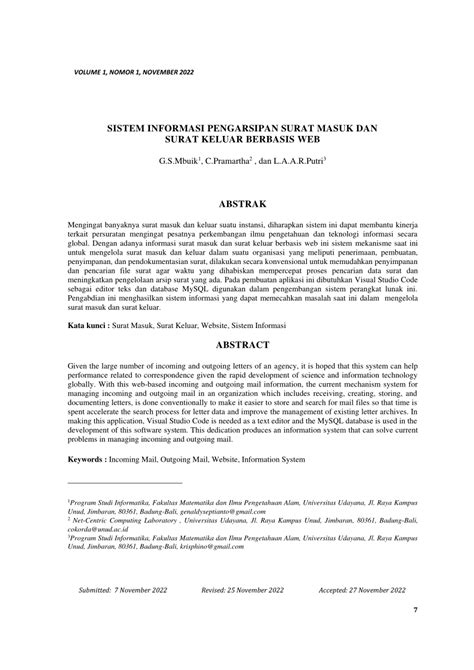 Pdf Sistem Informasi Pengarsipan Surat Masuk Dan Surat Keluar Berbasis Web