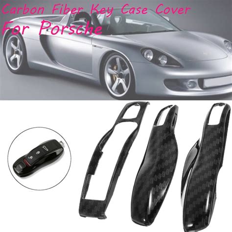 1 Set Carbon Fiber Fob Remote Key Case Shell Cover For Porsche Boxster Cayman 911 Panamera