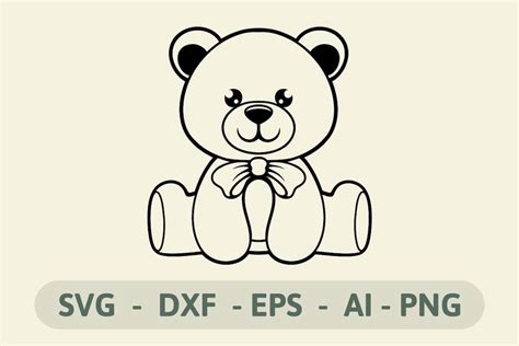 Teddy Bear Svg Png Dxf Files Sitting Teddy Bear Cut Files And Etsy