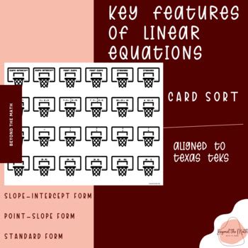Linear Equations Card Sort TEKS A A A C By Beyond The Math TPT