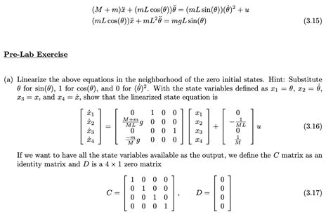 Solved The Equations That Need To Be Linearized Are At The