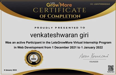 Venkateshwaran Giri On Linkedin Lgmvip Interngrow Letsgrowmore Share Webdevelopment
