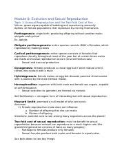 Module 8 Docx Module 8 Evolution And Sexual Reproduction Topic 1 Asexual Reproduction And