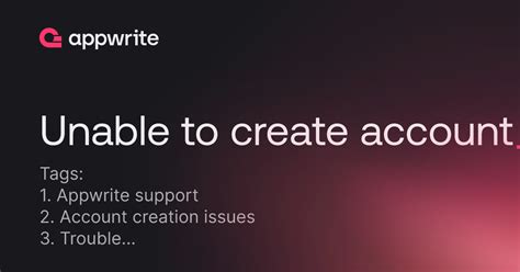 Unable To Create Account Threads Appwrite