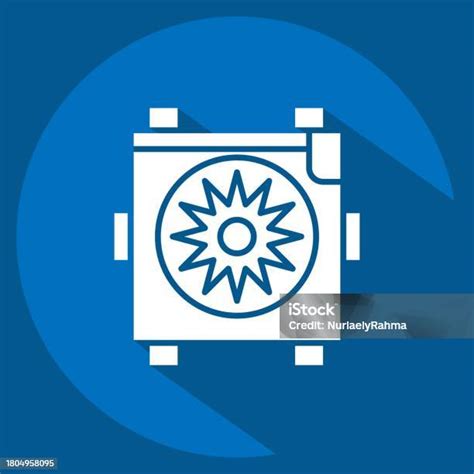 아이콘 라디에이터 팬 자동차 부품 기호와 관련이 있습니다 긴 그림자 스타일 심플한 디자인 편집 가능 간단한 일러스트레이션 강철에 대한 스톡 벡터 아트 및 기타 이미지