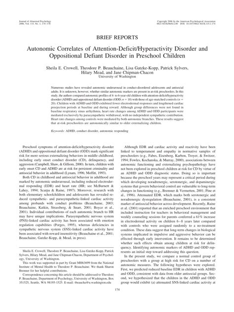Pdf Autonomic Correlates Of Attention Deficit Hyperactivity Disorder And Oppositional Defiant