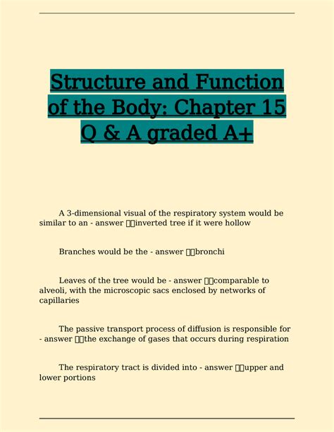 The Respiratory System Structure Function And Regulation Exams