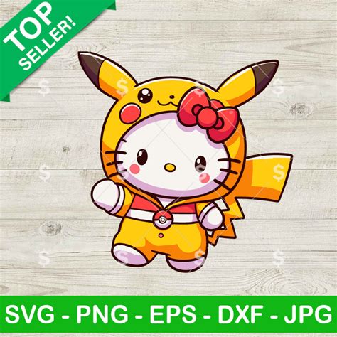 Hello Kitty Cosplay Pikachu Svg Hello Kitty Pokemon Svg Pikachu Outfits Svg Png Cricut