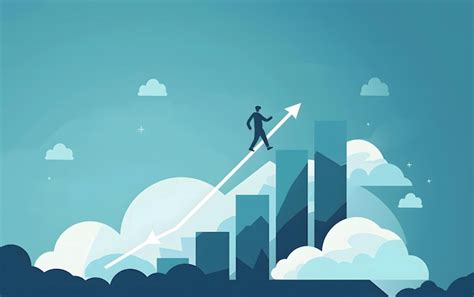 Person Is Climbing An Arrowshaped Graph Premium Ai Generated Image