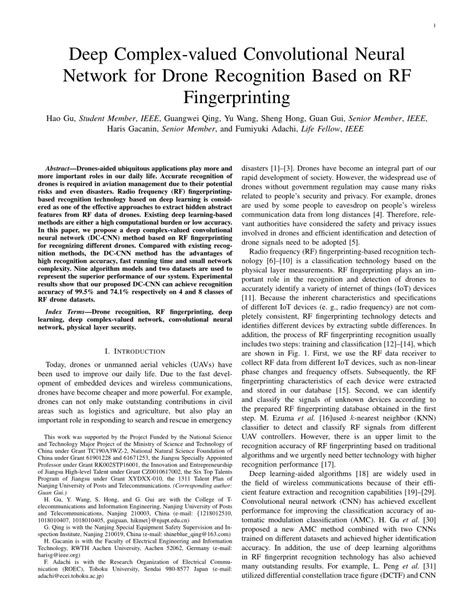 Pdf Deep Complex Valued Convolutional Neural Network For Drone Recognition Based On Rf
