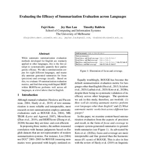 Evaluating The Efficacy Of Summarization Evaluation Across Languages Acl Anthology