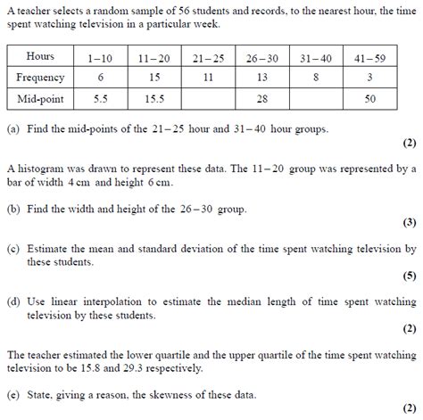 Edexcel S1 June 2010 ExamSolutions