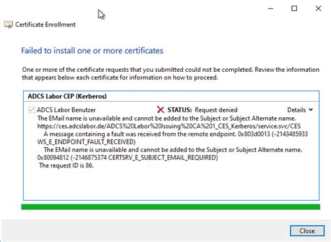 The Request For A Certificate Via The Certificate Enrollment Web