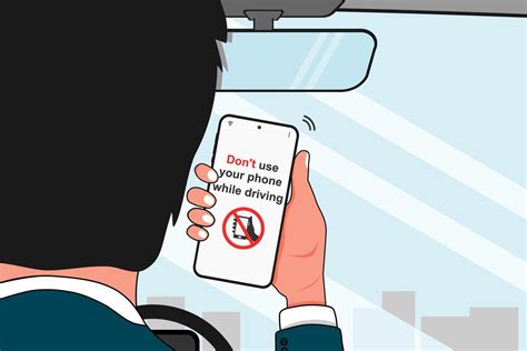 Do Not Use Your Phone While Driving Concept A Man Driving A Car While