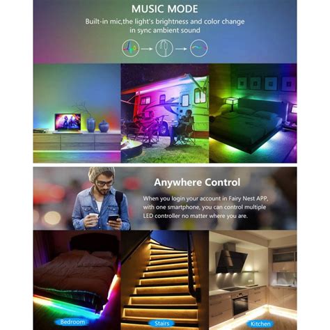 M ADDRESSABLE RGBIC Wifi Smart LED Strip Light Kit With DC V Power Supply Alexa Google Home