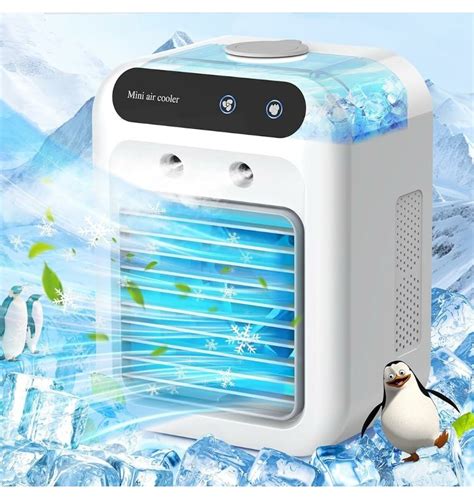 휴대용 에어컨 3 In 1 쿨링 팬 2단 스피드 미스트 및 팬 내장 1800mah 배터리 500ml 물 티몬