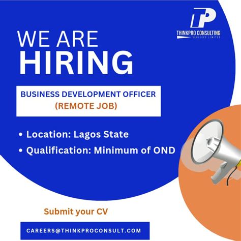 Job Title Business Development Officer Remote Job Summary We Are… Thinkpro Consulting