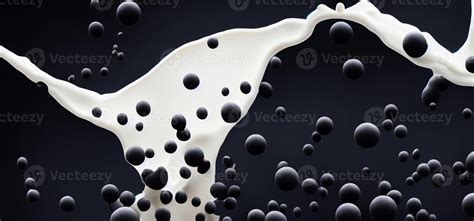 Bubble Milk Tea With Tapioca Balls Splashing Against Black Background
