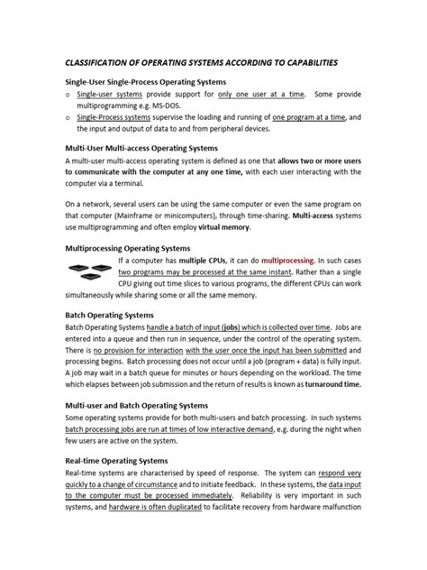 Classification Of Operating Systems According To Capabilities Pdf