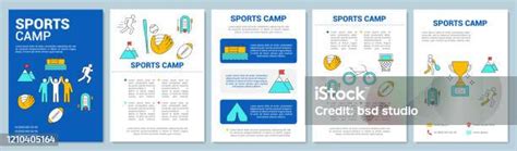 챔피언십 토너먼트 훈련 캠프 브로셔 템플릿 레이아웃 전단지 소책자 선형 그림이있는 전단지 인쇄 디자인 잡지 연례 보고서 광고 포스터에 대한 벡터 페이지 레이아웃 웹 배너에