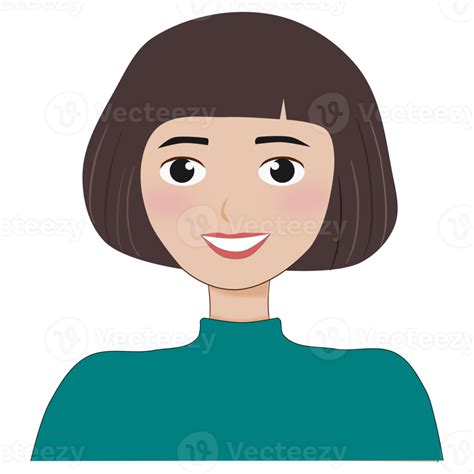 A Cute Short Brown Hair Girl In Blue T Shirt Avatar Illustration