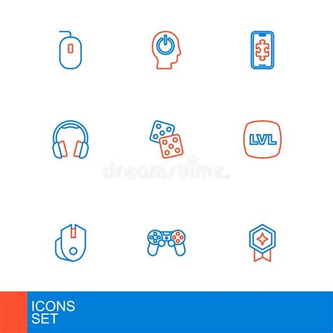 Set Line Game Rating With Medal Controller Or Joystick Computer Mouse