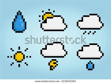 8비트 픽셀 Ui 날씨 기호 아이콘 스톡 벡터로열티 프리 2218642365 Shutterstock