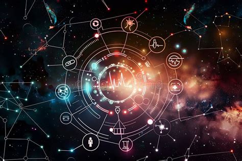 Cosmic Network Data Science Technology And Interconnectivity Stock Illustration