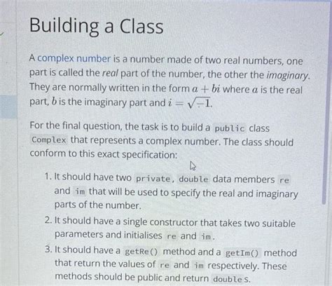 Solved Building A Class A Complex Number Is A Number Made Of