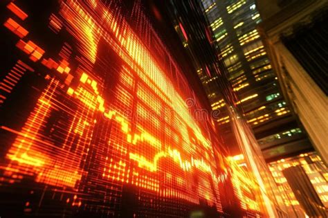 Dynamic Visualization Of Financial Data On A Bright Digital Screen In