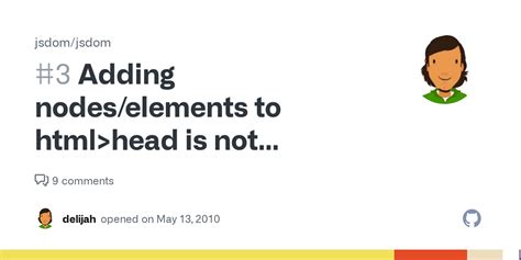 Adding Nodes Elements To Html Head Is Not Possible Issue 3 Jsdom