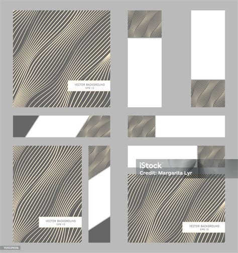 A4 및 정사각형 커버 템플릿의 집합입니다 브로셔 포스터 전단지 전단지 프리 젠 테이 션을 위한 우아한 레이아웃 여섯 개의 다른 배너 벡터 노란색 파도와 어두운 회색