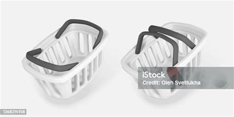 빈 흰색 쇼핑 바구니 3d 쇼핑 컨셉 벡터 일러스트레이션 3차원 형태에 대한 스톡 벡터 아트 및 기타 이미지 3차원 형태 가방 개념 Istock