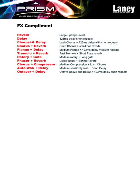 Laney Prism Effects Complement Pdf