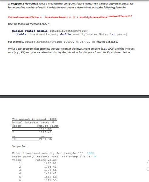 Solved 1 Program 1 Write A Method That Computes Future