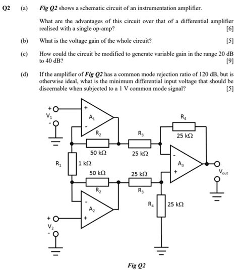 SOLVED Q2 A Fig Q2 Shows A Schematic Circuit Of An Instrumentation Amplifier What Are The