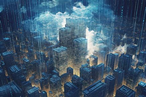Cloud Computing And Data Storage And Processing Stock Illustration